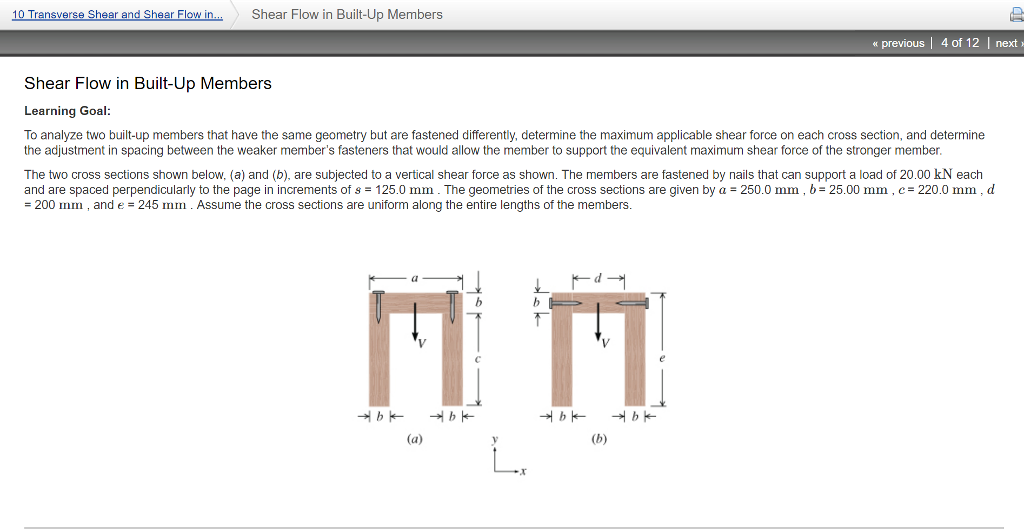 Solved 10 Transverse Shear and Shear Flow in Shear Flow in | Chegg.com