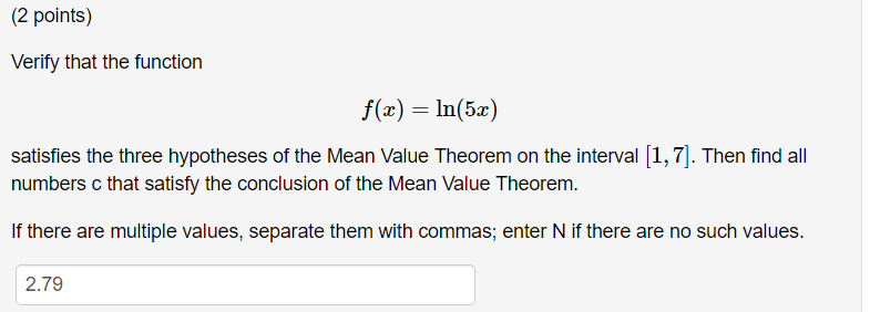 Solved Verify that the function f(x) = ln (5x) satisfies | Chegg.com