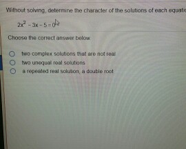 Solved Without solving, determine the character of the | Chegg.com