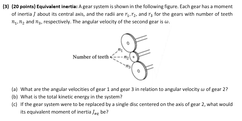 Solved (3) (20 points) Equivalent inertia A gear system is | Chegg.com