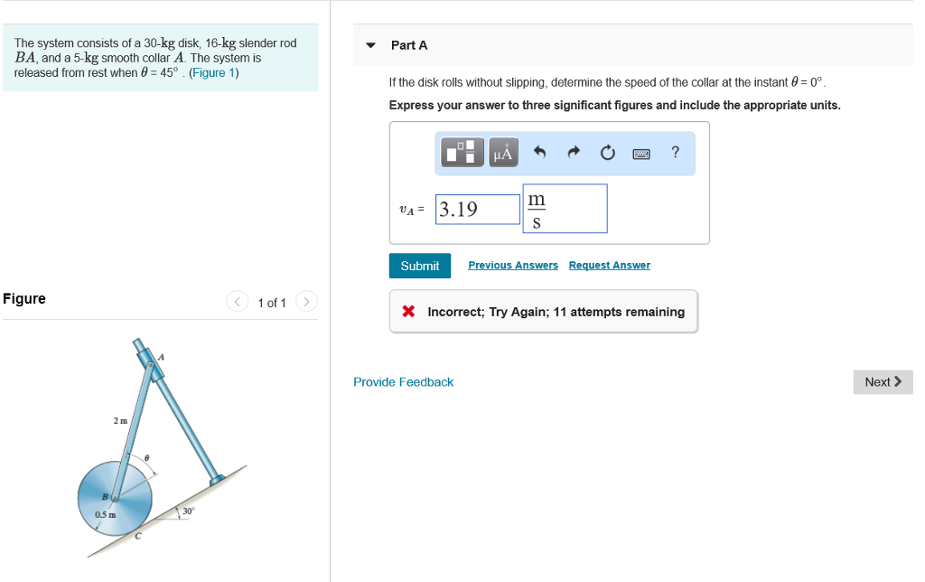 Solved The system consists of a 30-kg disk, 16-kg slender | Chegg.com