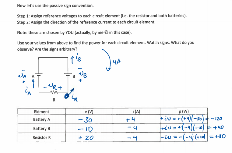Solved Now let's use the passive sign convention. Step 1: | Chegg.com