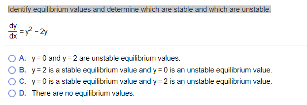 Solved Identify equilibrium values and determine which are | Chegg.com