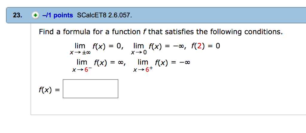 Solved Find A Formula For A Function F That Satisfies The