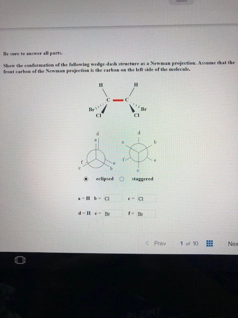 Solved Show the conformation of the following wedge-dash | Chegg.com