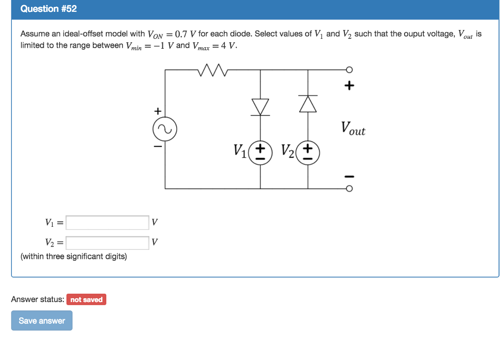 Solved Assume an ideal-offset model with V_ON = 0.7 V for | Chegg.com