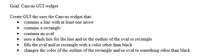 Solved Goal: Canvas GUI widget Create GUI the uses the | Chegg.com