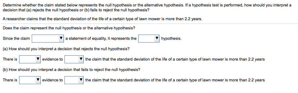 Solved (contains, does not contain), (alternative, null) A. | Chegg.com