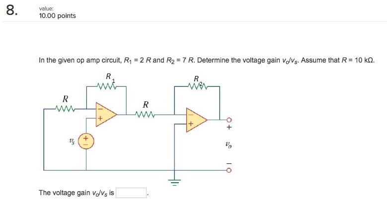Solved In the given op amp circuit, R_1 = 2 R and R_2 = 7 R. | Chegg.com