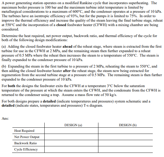 A power generating station operates on a modified | Chegg.com
