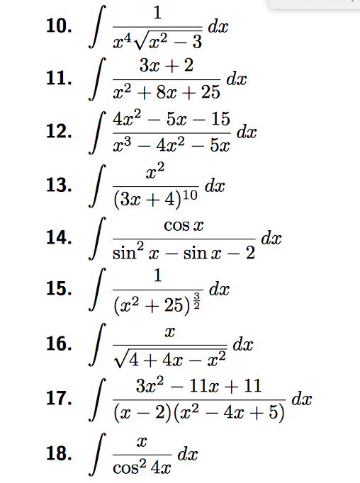 Solved integral 1/x^4 squareroot x^2 - 3 dx integral 3x + | Chegg.com Solved integral 1/x^4 squareroot x^2 - 3 dx integral 3x + | Chegg.com