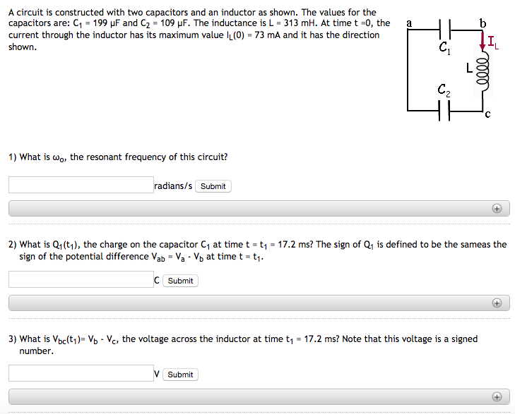 Solved A circuit is constructed with two capacitors and an | Chegg.com
