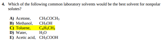 Solved Which of the following common laboratory solvents | Chegg.com