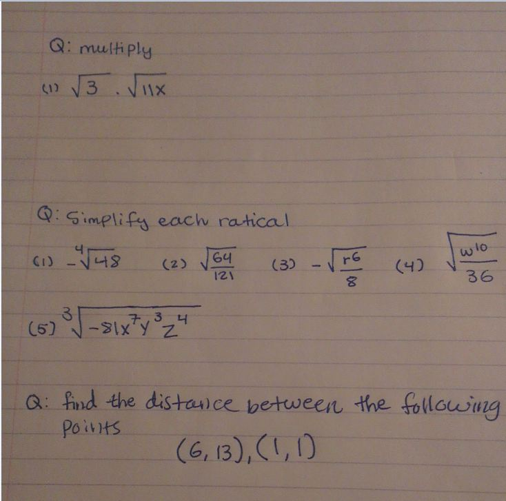 Solved Q: multiply Q: Simplify each ratical Q: Find the | Chegg.com