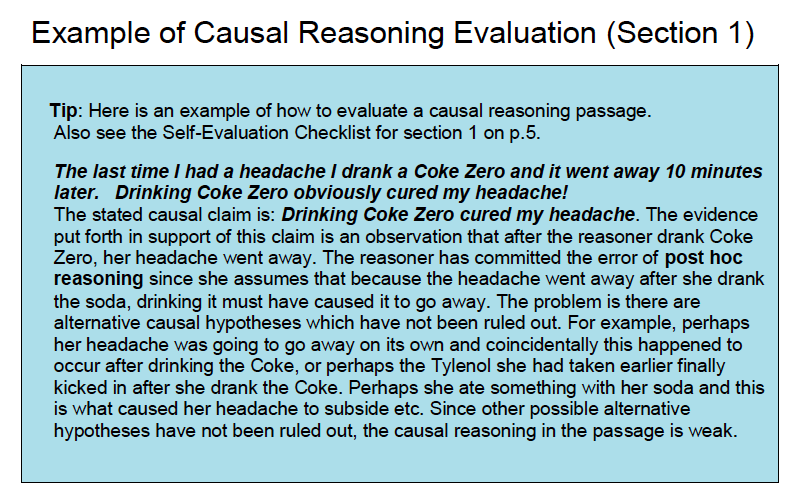Directions: Evaluate the causal reasoning in examples | Chegg.com