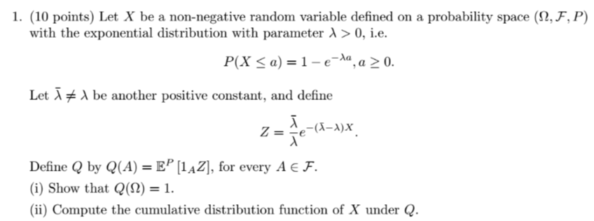 Let X Be An Exponential Random Variable With