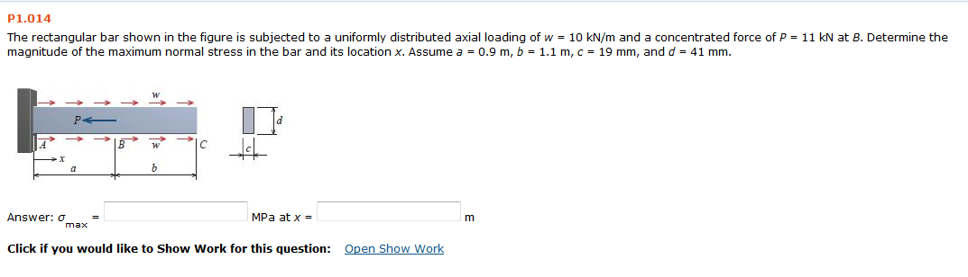 Solved P1.014. The rectangular bar shown in the figure is | Chegg.com