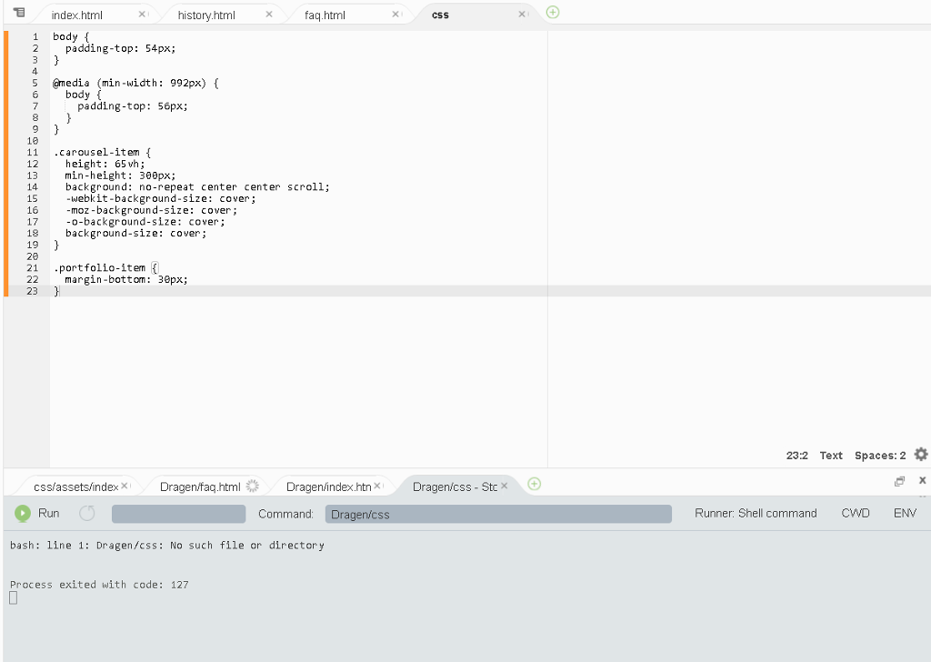 Solved index.html history.htmlX faq.html CSS 1 body | Chegg.com