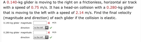 Solved 0.140-kg glider is moving to the right on a | Chegg.com