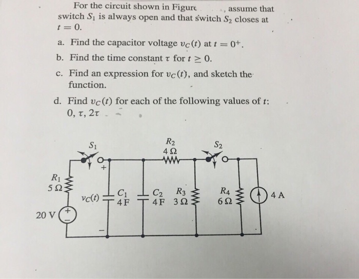 Solved For the circuit shown in Figure assume that switch Si | Chegg.com