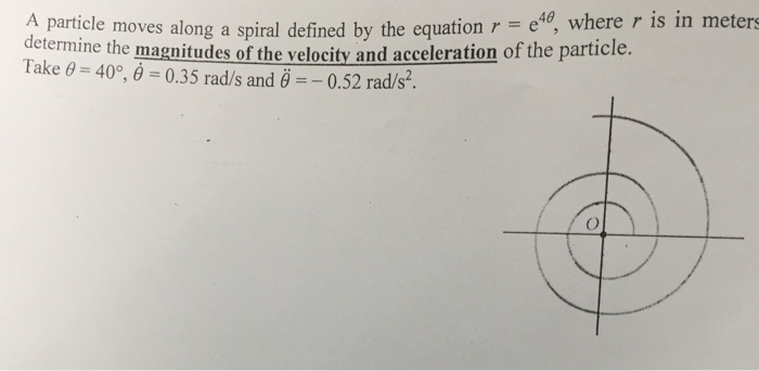Solved A particle moves along a spiral defined by the | Chegg.com