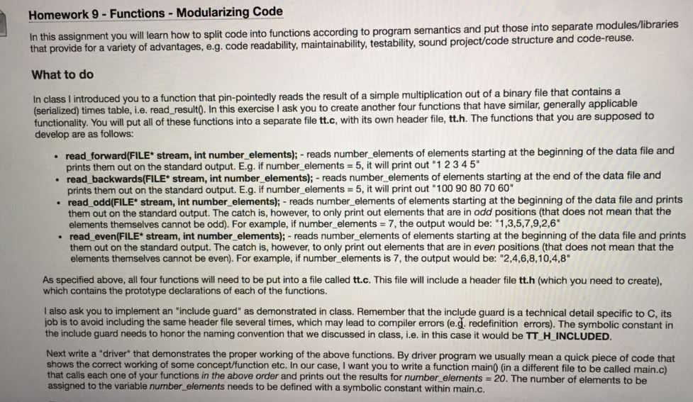 Homework 9 Functions Modularizing Code Put Those
