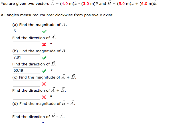 Solved You are given two vectors A = (4.0 m)-(3.0 m)y and B | Chegg.com
