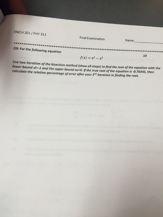Solved Use two iteration of the bisection method (show oil | Chegg.com