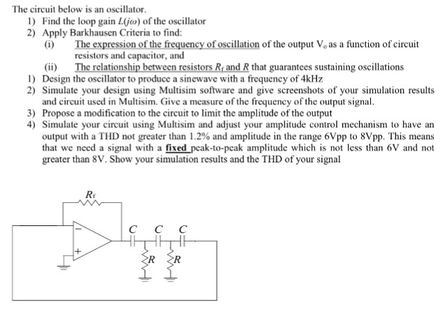 Solved The circuit below is an oscillator. Find (he loop | Chegg.com