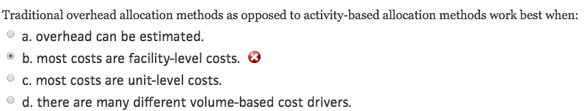 Solved Traditional overhead allocation methods as opposed to | Chegg.com