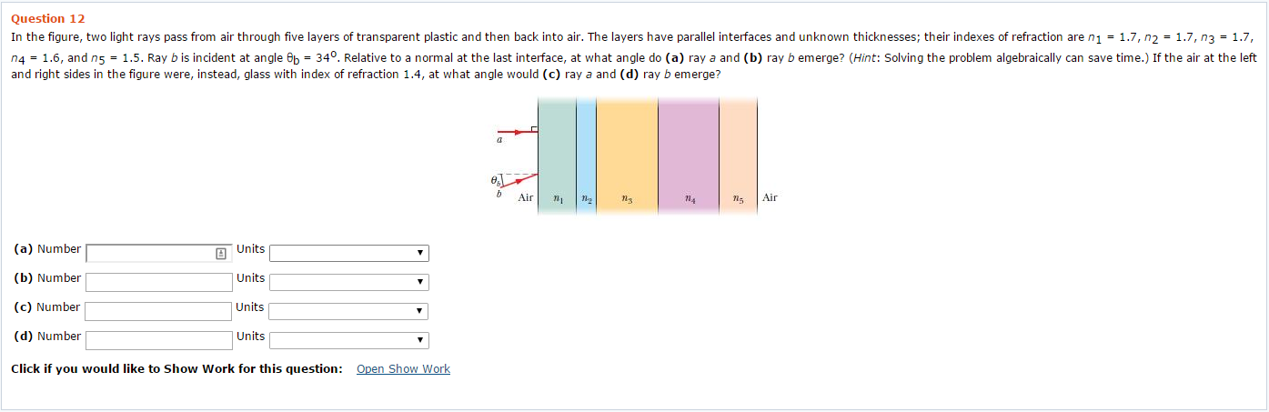 Solved In the figure, two light rays pass from air through | Chegg.com