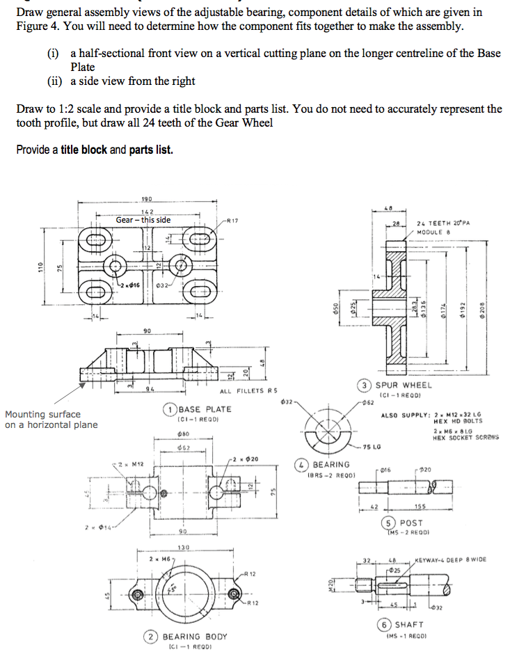 Solved Draw general assembly views of the adjustable | Chegg.com