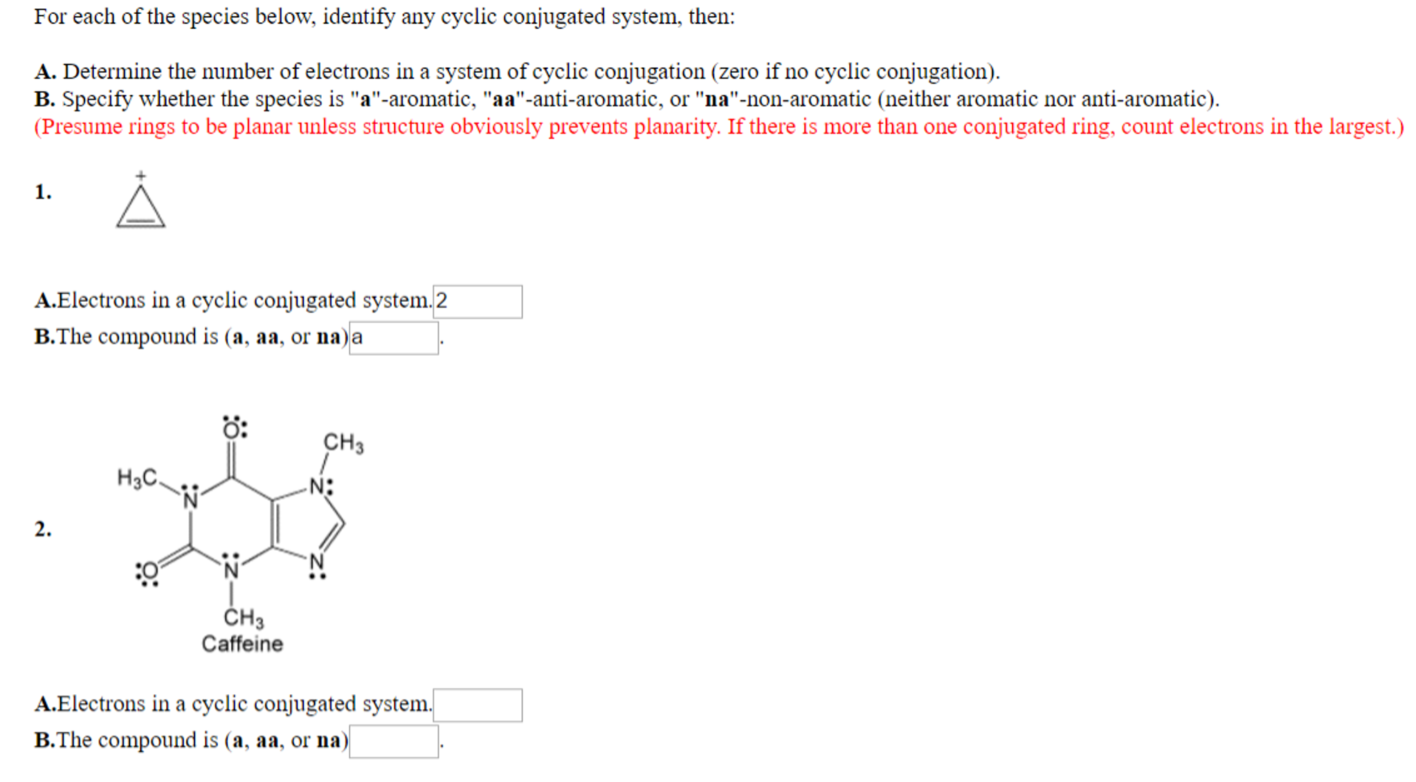Solved For each of the species below, identify any cyclic | Chegg.com