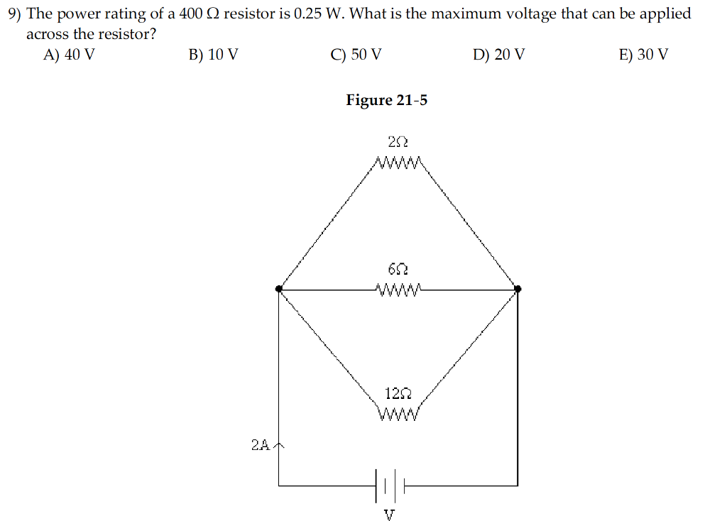 Solved The power rating of a 400 Ohm resistor is 0.25 W. | Chegg.com