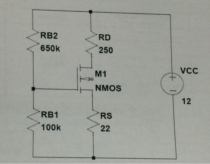 Solved Find Vds, Vgs, Id of M1 considering an NMOS 2N6660 | Chegg.com