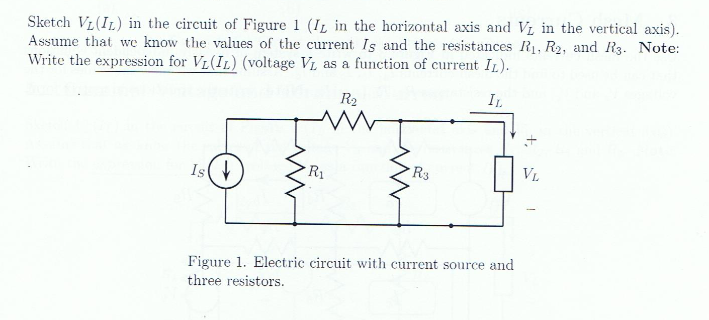 Solved Sketch VL (IL) in the circuit of Figure 1 (IL in the | Chegg.com Solved Sketch VL (IL) in the circuit of Figure 1 (IL in the | Chegg.com