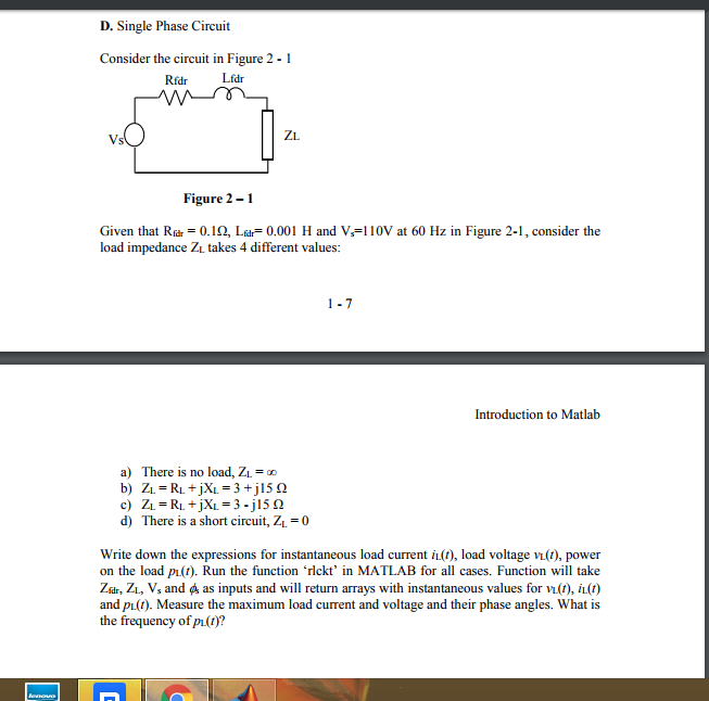 Solved Single Phase Circuit Consider the circuit in Figure | Chegg.com