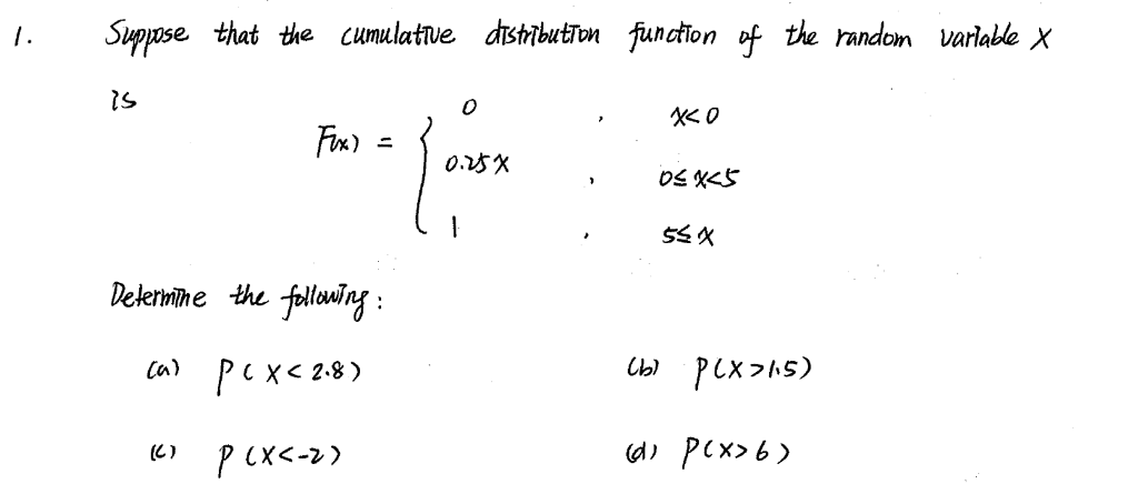 Solved Suppose That The Cumulative Distribution Function Of