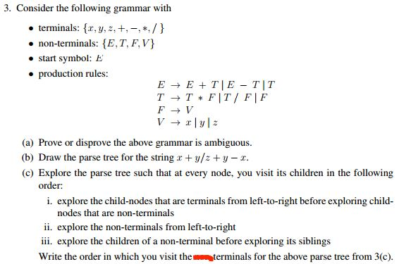 1. Consider the following production rules of a | Chegg.com