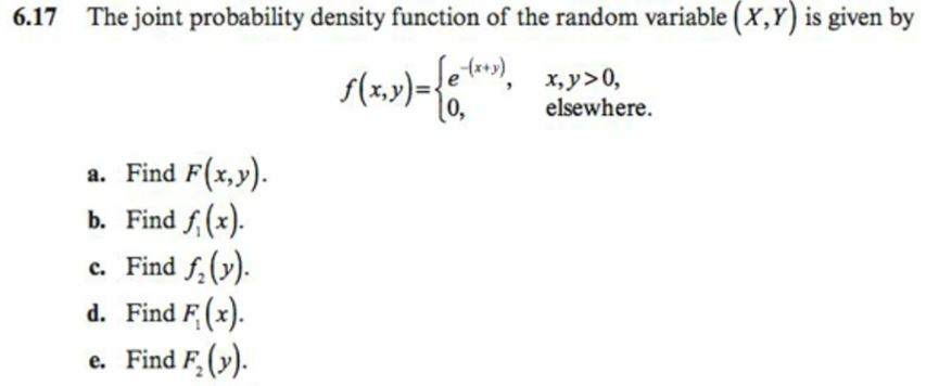 Solved 6.17 The joint probability density function of the | Chegg.com