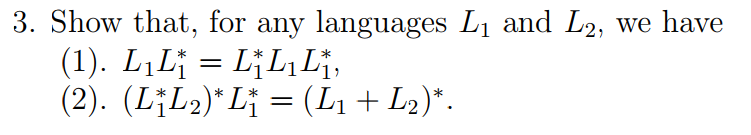 Solved Show that, for any languages L1 and L2, we have (1). | Chegg.com