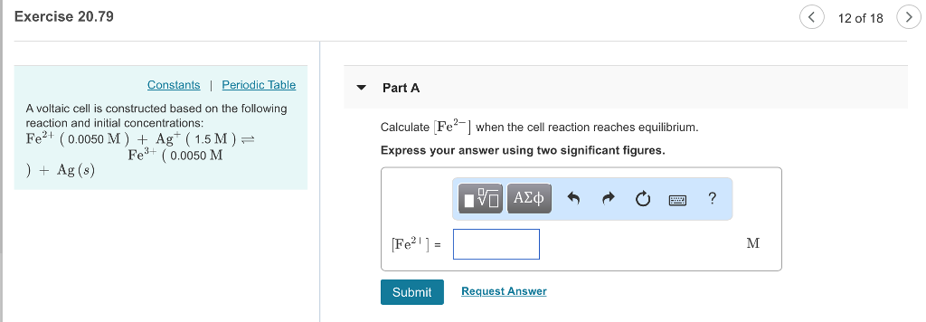 Solved Exercise 20.79 ?? 12 of 18 ( Constants Periodic Table | Chegg.com
