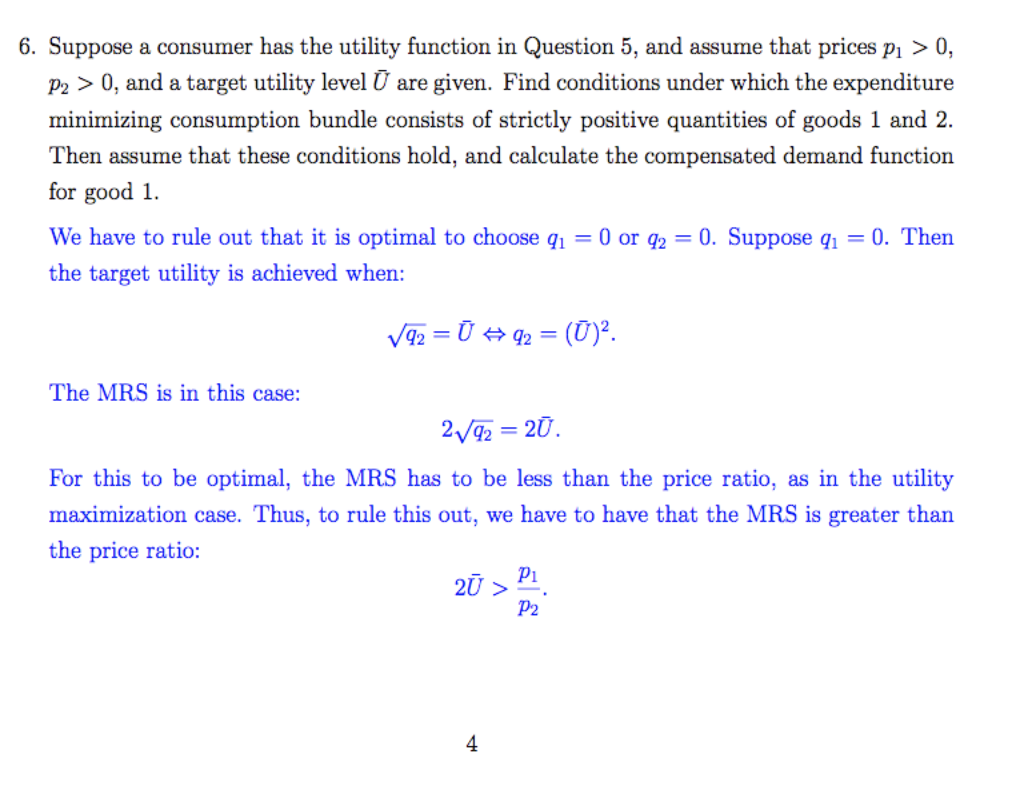 Solved 6. Suppose a consumer has the utility function in | Chegg.com