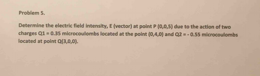Solved Determine the electric field intensity, E (vector) at | Chegg.com