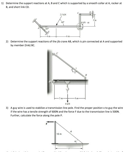 Solved 1) Determine the support reactions at A, B and C | Chegg.com