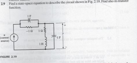 Solved Find a State Space equation to describe the circuit | Chegg.com