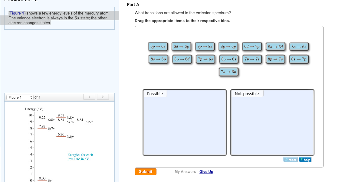 Solved (Figure 1) shows a few energy levels of the mercury | Chegg.com