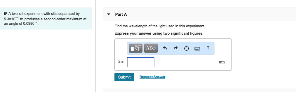 Solved IP A two-slit experiment with slits separated by | Chegg.com