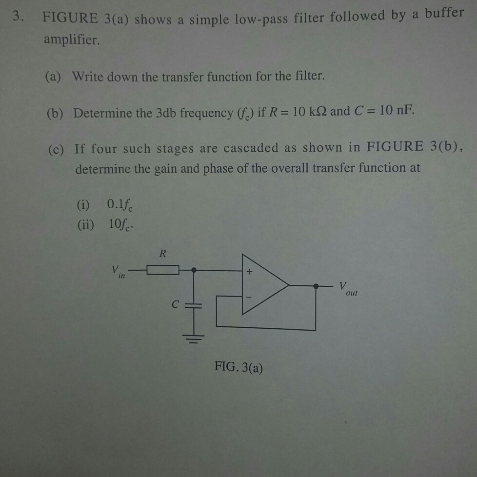 Solved 3. FIGURE 3(a) shows a simple low-pass filter | Chegg.com