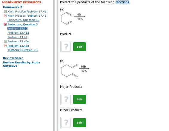 Solved ASSIGNMENT RESOURCES Predict the products of the | Chegg.com